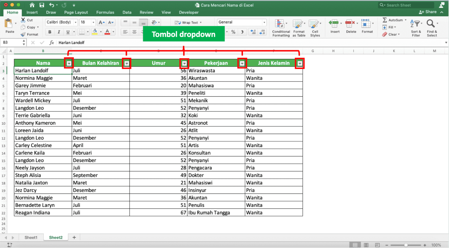 Cara Mencari Nama di Excel dengan Find, Rumus, dan Filter